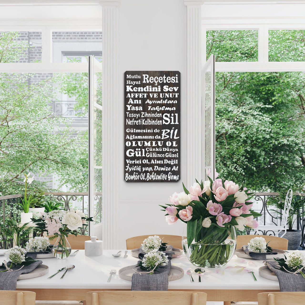 WoodMotto - Mutlu Hayat Reçetesi - Ahşap Tablo - Duvar Dekorasyon – WoodBoz